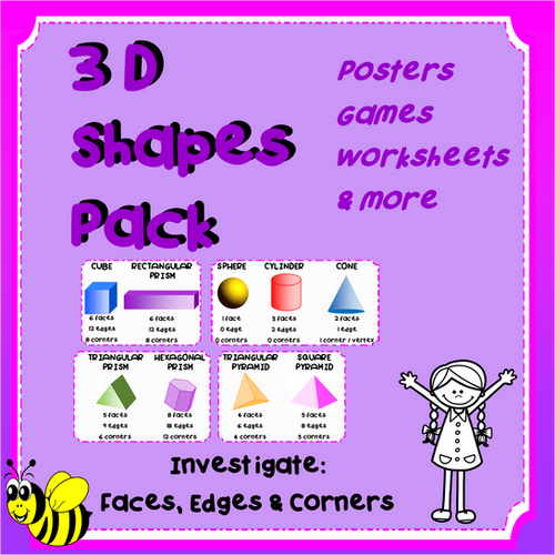 3D Shapes Pack: Posters, Games & Worksheets | J Bee