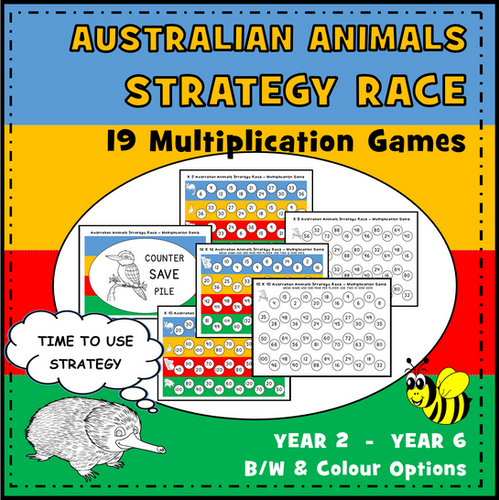 Multiplication Strategy Race - Australian Animals—19 Games | J Bee