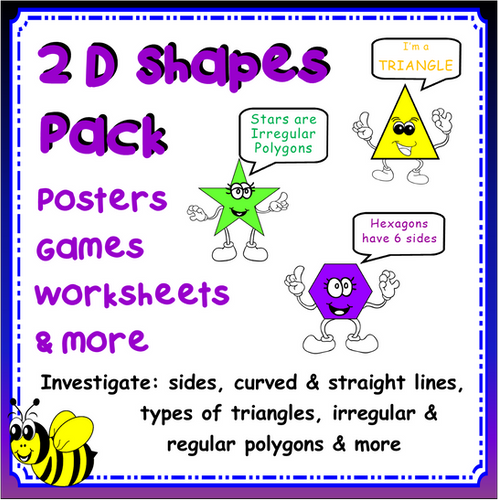 2D Shapes Poster Pack: Posters, Game & Worksheets | J Bee