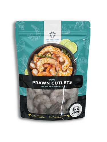 Prawn Cutlets Raw 21/25 - 10 x 1kg | Sea Treasure Seafoods