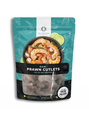 Prawn Cutlets Raw 16/20 - 10 x 1kg | Sea Treasure Seafoods