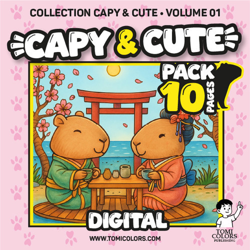 Capy & Cute Bundle – 10 Printable Capybara Coloring Pages | Digital ...