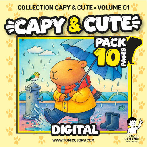 Capy & Cute Bundle – 10 Printable Capybara Coloring Pages | Digital ...