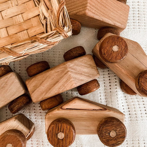 Set of 6 Wooden Race Cars (Natural) | Once a Tree