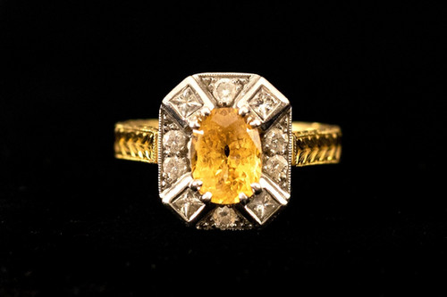18k Gold, Platinum, Yellow Sapphire, and Diamond Ring - Brian Mikeska ...