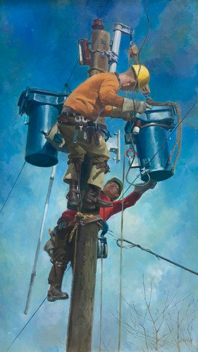 Hanging the Transformers - Robert Lavin | austin-galleries