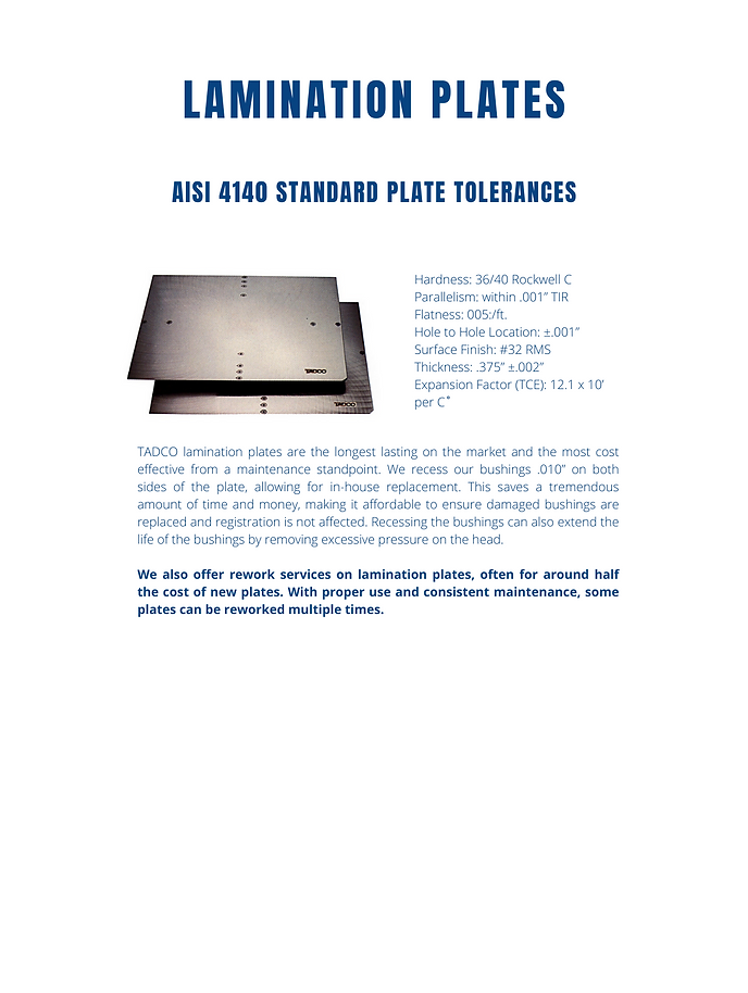 LAMINATION PLATE | TADCO