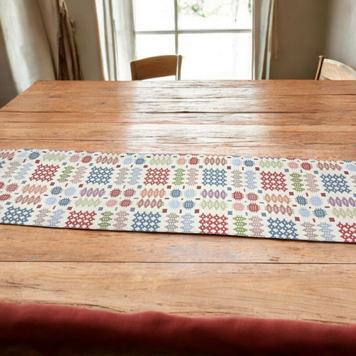 Cream Welsh tapestry blanket design Table runner | Moose & Co.