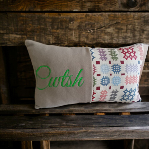 Cwtsh Embroidered Welsh tapestry Blanket design cushions | Moose & Co.