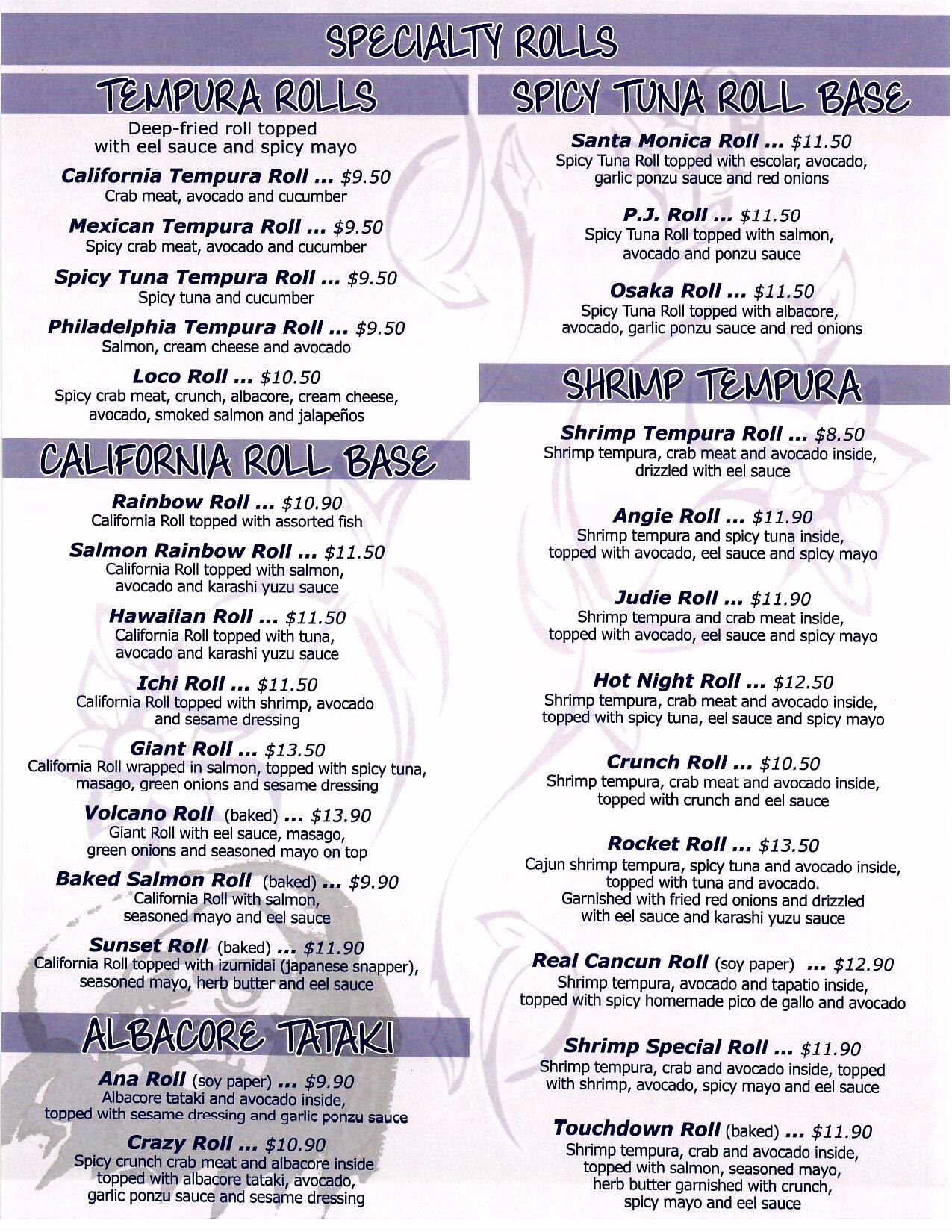 Sushi Fresh Ventura | Menu Images | Can-You-Eat-It-All?