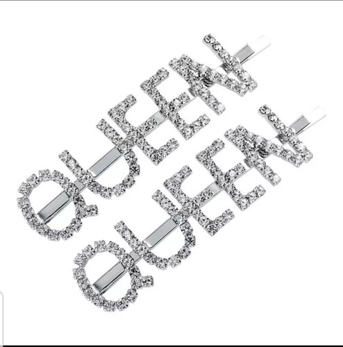 Queen Rhinestone Hair Clips (silver) | Necessories Boutique