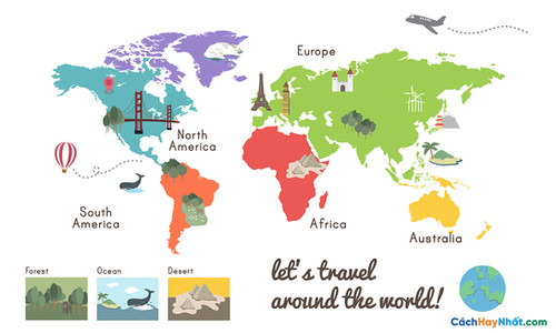 Bản Đồ Thế Giới Let's Travel Around The World Vector | DownloadCDR