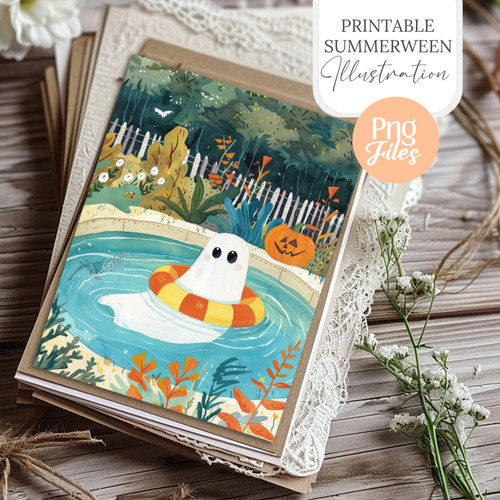 Summerween 1 Printable Illustration and Card Set | Witchyartshopstudio