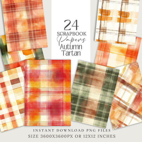 Autumn Fall Tartan Geometric Watercolor Patterns | Printable Seamless ...