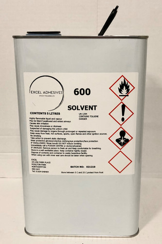 Excel 600 Solvent | Excel Adhesives