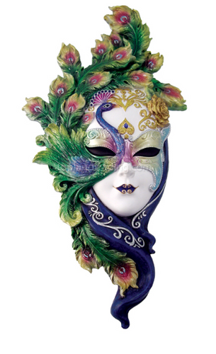 Venetian Mystique Mask Plaque - Peacock | Artefacts