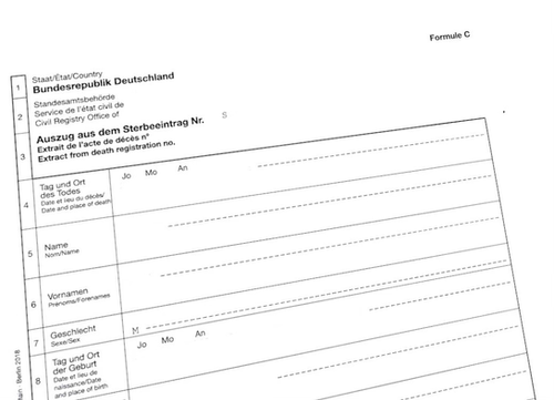 Auszug aus dem Sterbeeintrag | russisch-dresden