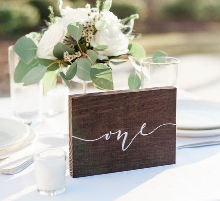 Wood Block Table Number | Denver Wedding Renta