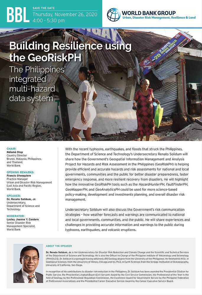 (26 NOV) Philippines BBL Building Resilience using the GeoRiskPH with DOST