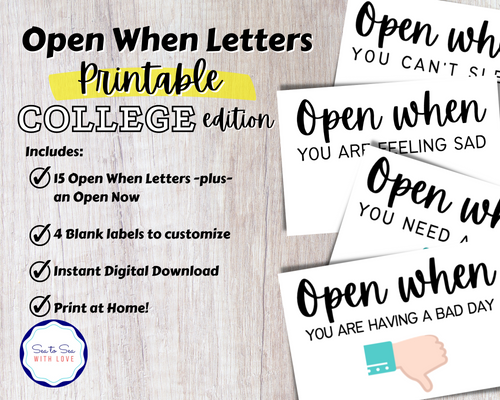 Open When Letters Printable for College Students | Sea to Sea with Love