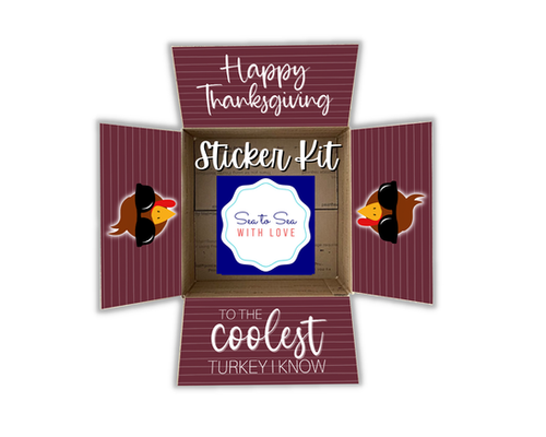 Coolest Turkey Thanksgiving Care Package Sticker Kit | Sea to Sea with Love