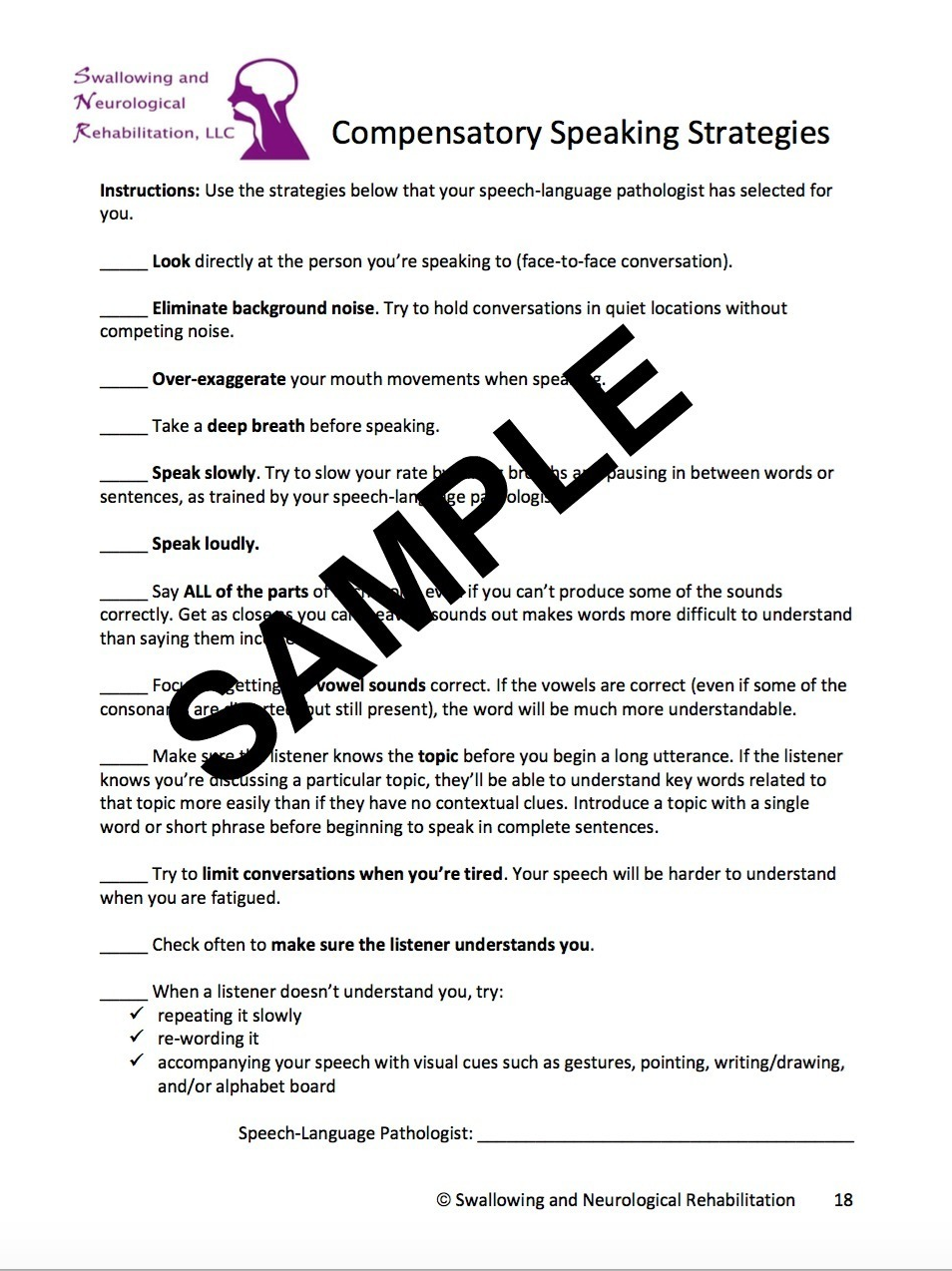 Dysarthria, Speech, and Voice Toolkit | snr-therapy