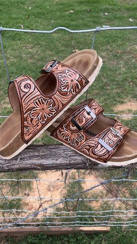 Custom Tooled Leather Sandals | Wild + Fringe