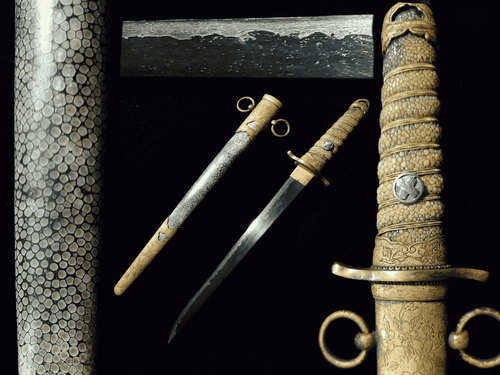 Meiji Era Medium Size Ray Skin Imperial Japanese Navy Officer Dagger ...