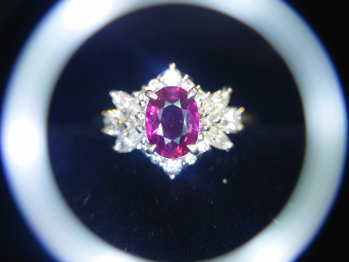 Natural Ruby 1.16ct Diamond 0.61ct Pt850 Ring | Shigure-militaria