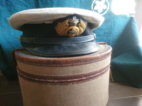 53cm Imperial Japanese Navy Officer Cap with white cover and box ...