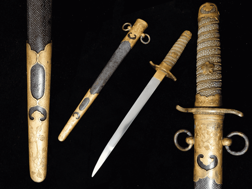 Rare Meiji Era 1st Version IJN Officer Dagger with Shark Skin Scabbard ...