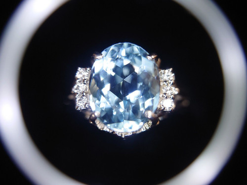 Natural Aquamarine 2.85ct Diamond 0.07ct Pt900 Ring | Shigure-militaria