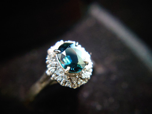 Natural Sapphire 1ct Diamond Pt900 Ring | Shigure-militaria
