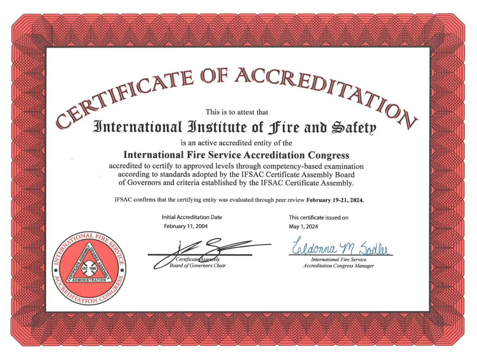 The International Fire and Safety Institute has passed the fifth ...