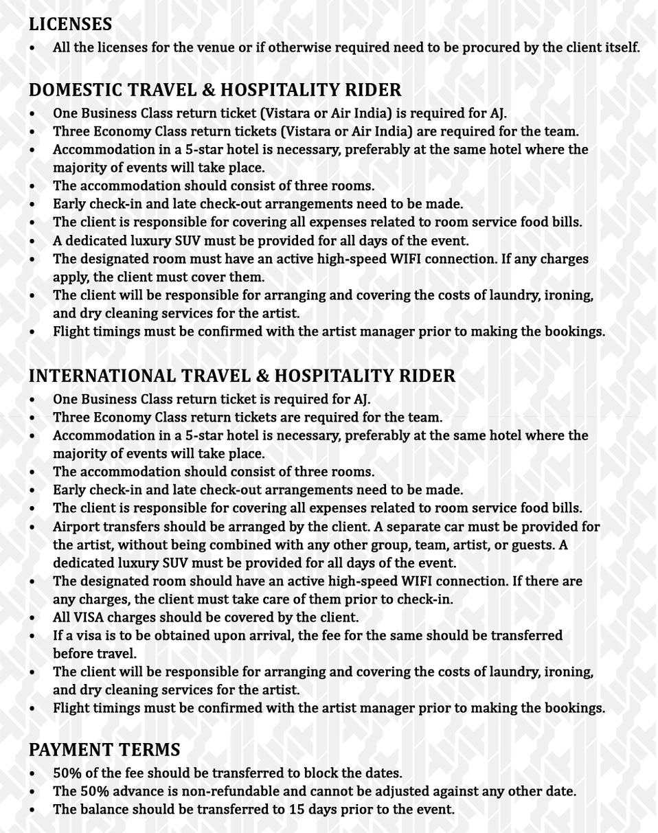 Technical Rider | DJ AJ Mumbai