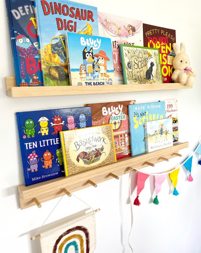 SET OF 2 SHELVES - Ledge Shelf with Hooks & Book Ledge | little pine