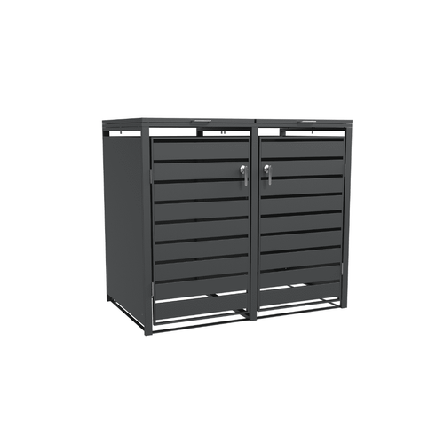 Outdoor Double Wheelie Bin Storage with Lid - Charcoal | tekBoard ...