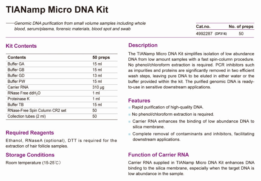 DP316 | TIANamp Micro DNA Kit