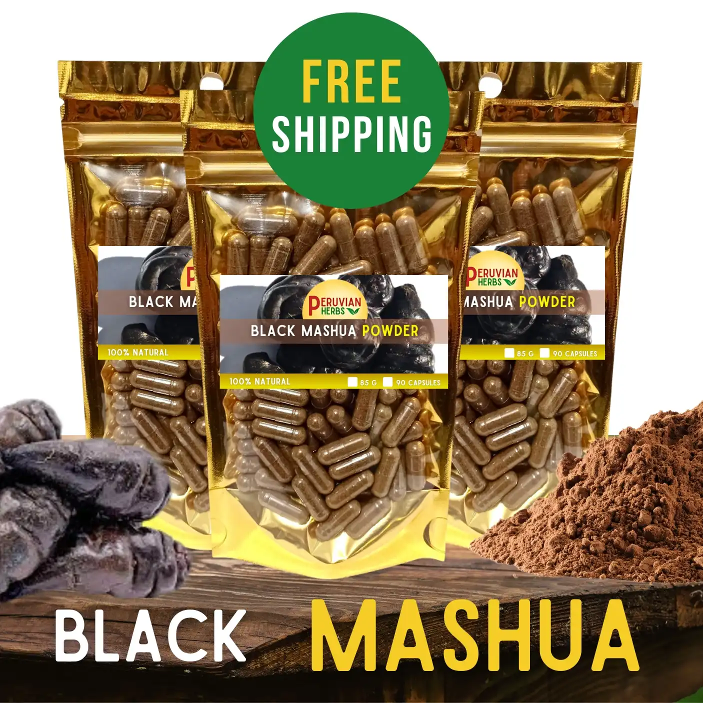 Black Mashua Capsules - 3-Pack, 500 mg, 90 Day Supply - 270 Vegetarian ...