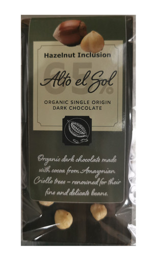 Organic Alto el Sol 65% Hazelnut Inclusion Chocolate Bar 100g ...