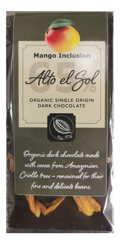 Organic Alto el Sol 65% Mango Inclusion Chocolate Bar 100g | Heppells Main