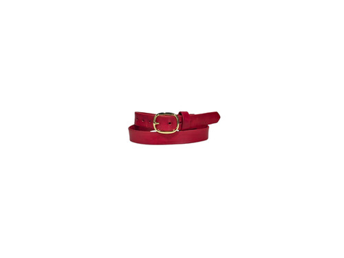 Women's Red Leather Belt~ Size 36 Gold Buckle | Michigan Custom Craftworks