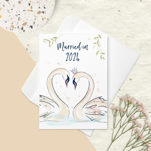 Swan Embrace Anniversary Card - Celebrate Love in 2024