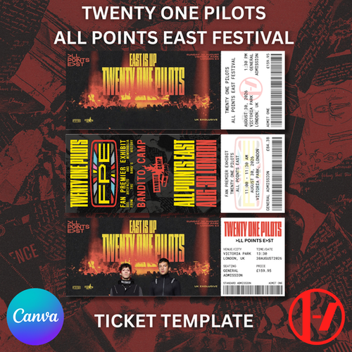 Twenty One Pilots Ticket Template - All Points East - Digital | Philly ...