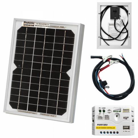 5W 12V solar trickle charging kit with 5A solar controller and battery ...