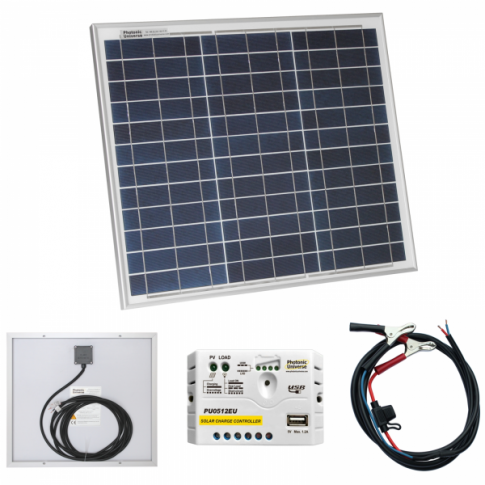 30W 12V solar charging kit with 5A solar charge controller and battery ...