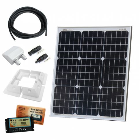 50W 12V dual battery solar charging kit with 10A controller | Stoves ...