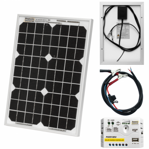 10W 12V solar trickle charging kit with 5A solar controller | Stoves ...