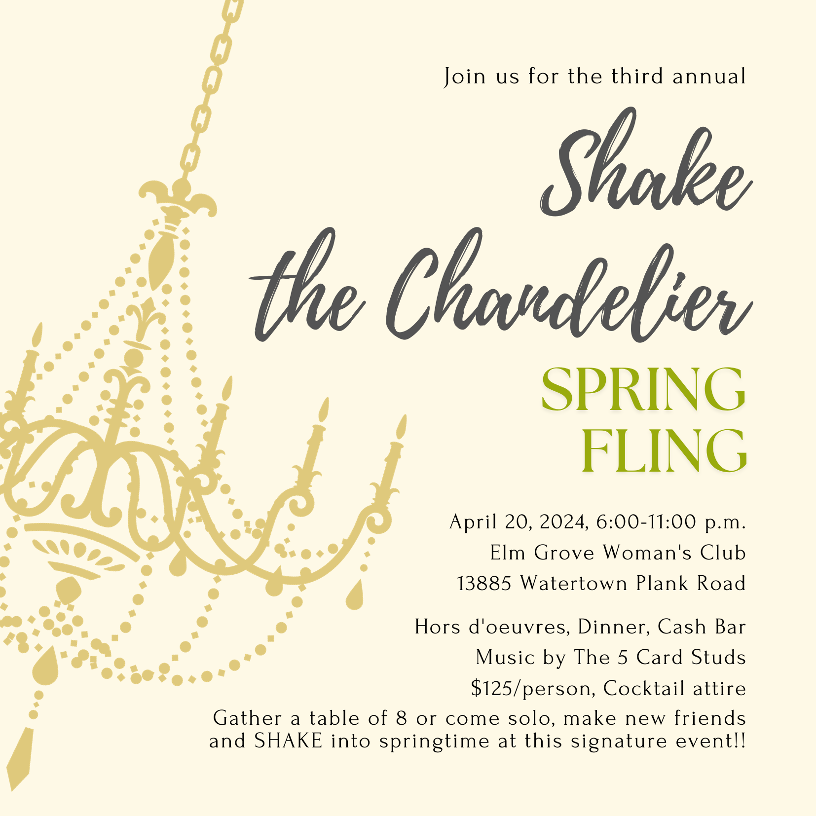 Shake the Chandelier Spring Fling | EG Woman’s Club