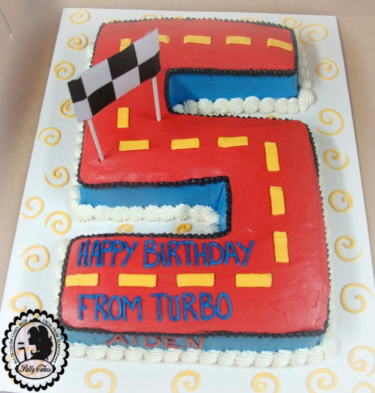 Race Track Number Shape Cake